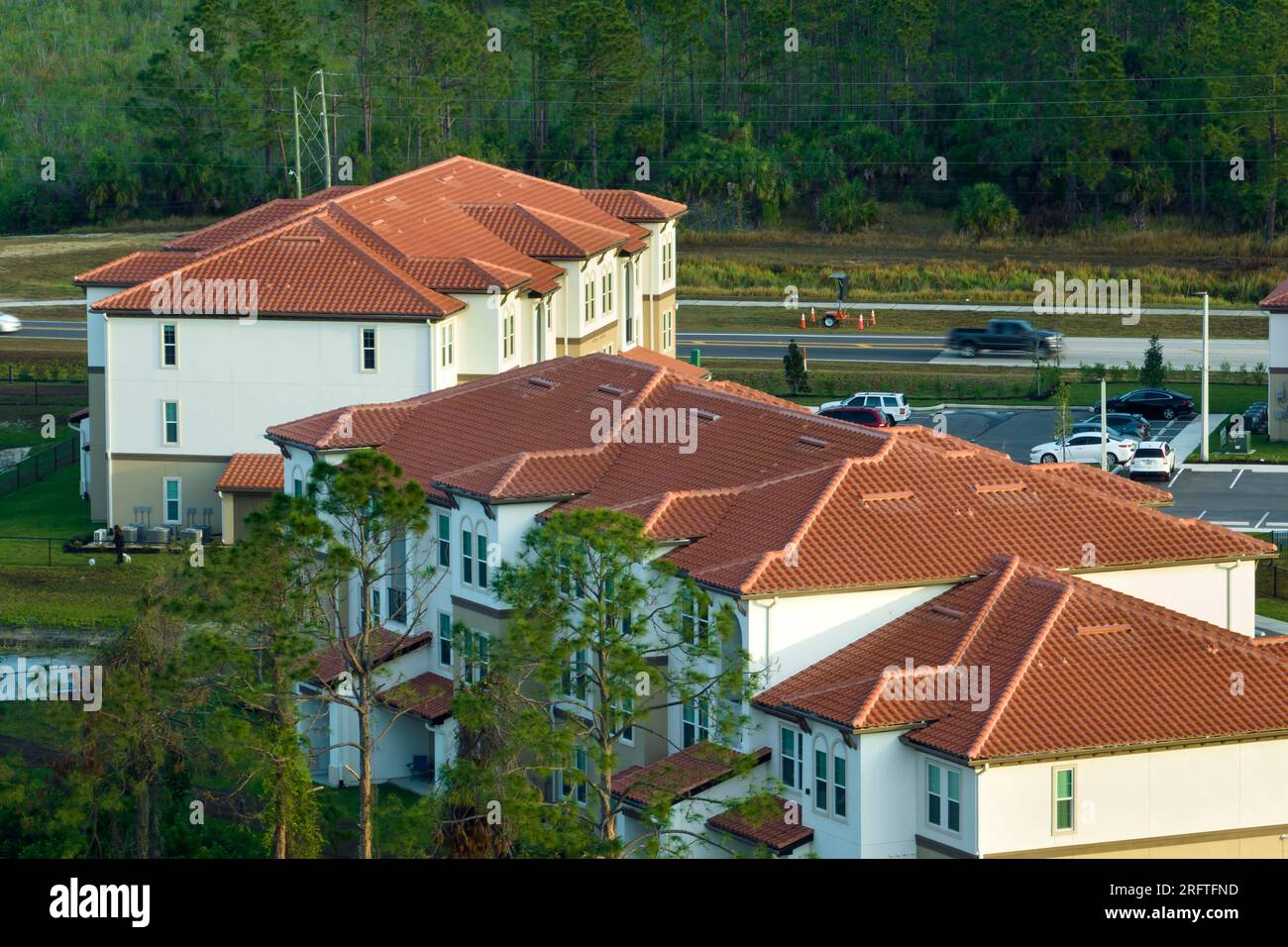 View from above of apartment residential condos in Florida suburban ...