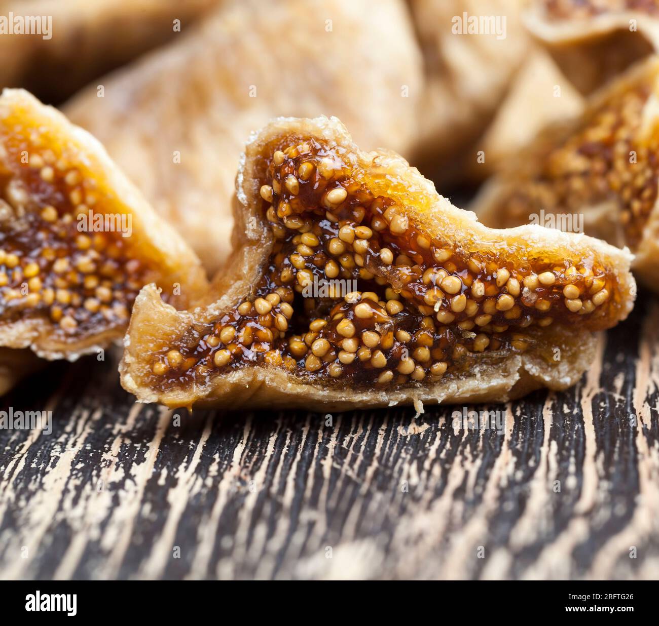 Dried fig fruits on the table, natural sweetness dried ripe yellow figs ...