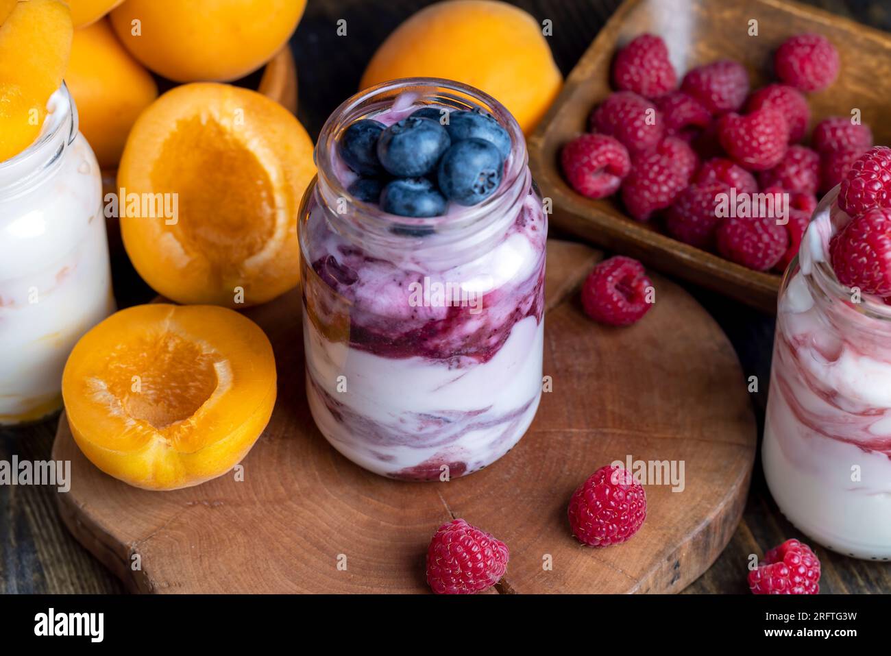 Fresh delicious yogurt made from milk with berry flavor, yogurt with ...