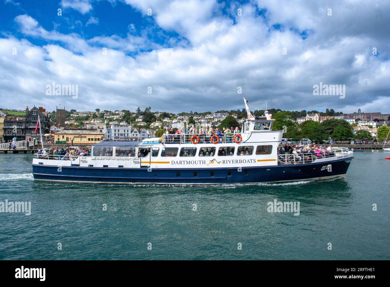 Dartmouth Riverboats cruiser sailing down the river Dart, Devon ...