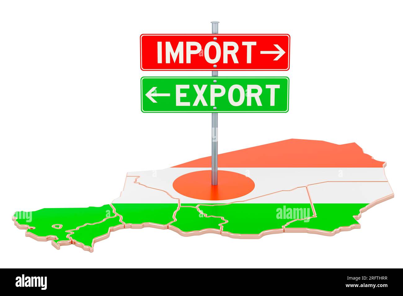 Import and export in republic of the Niger concept, 3D rendering ...