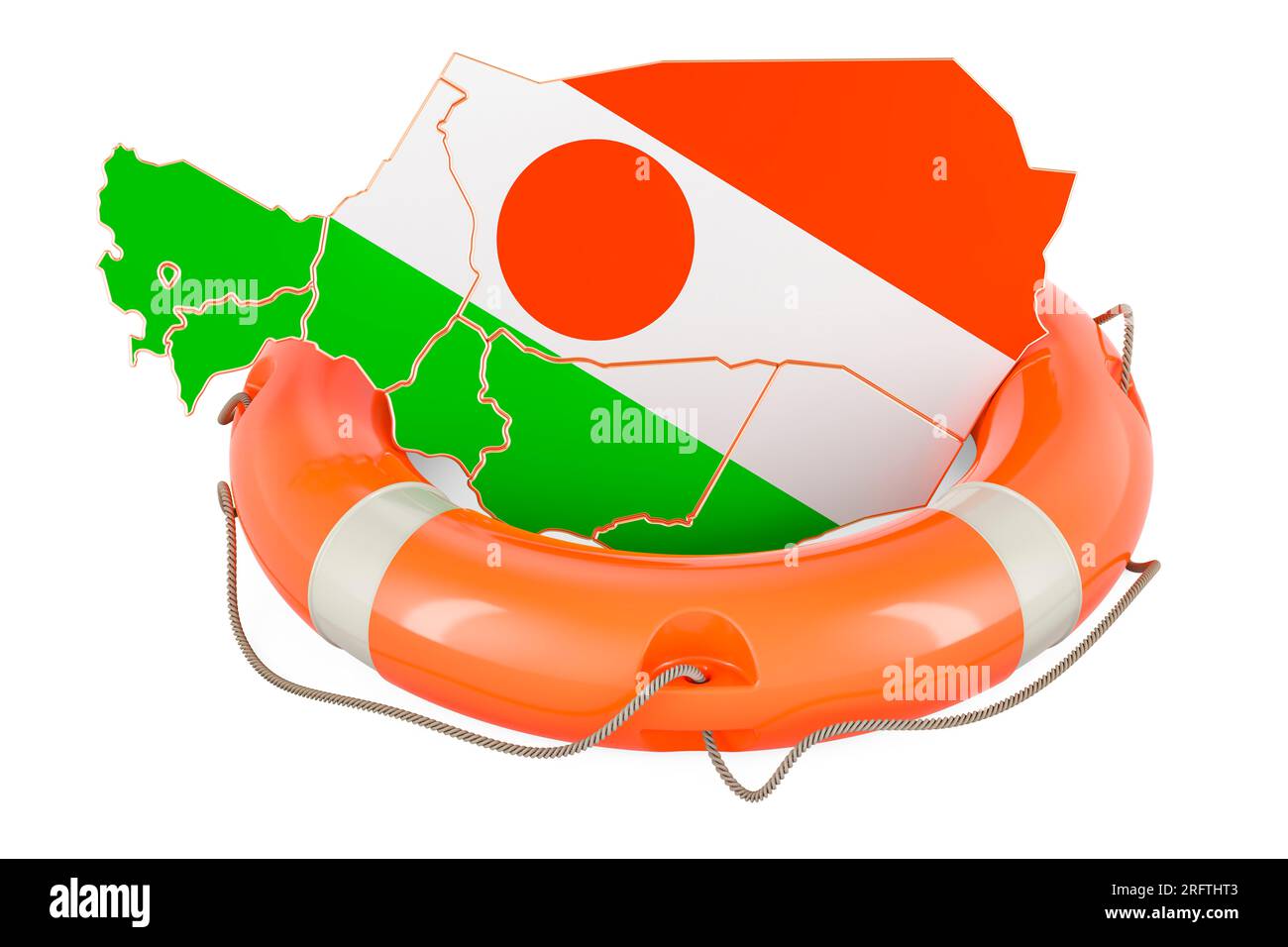 Lifebelt with Niger map. Safe, help and protect concept. 3D rendering ...