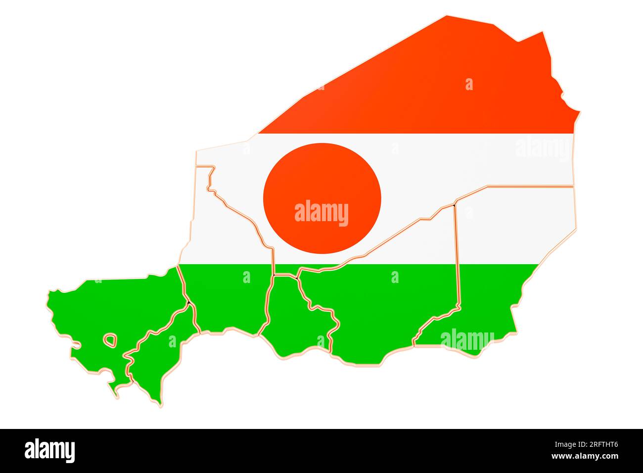 Republic of the Niger map, 3D rendering isolated on white background ...
