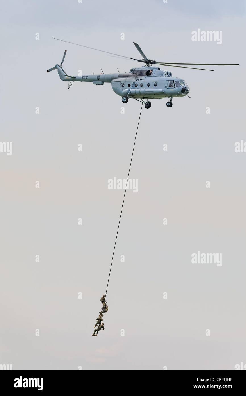 Mil Mi-8 Helicopter with Special Police Officer in Flight at Varazdin ...
