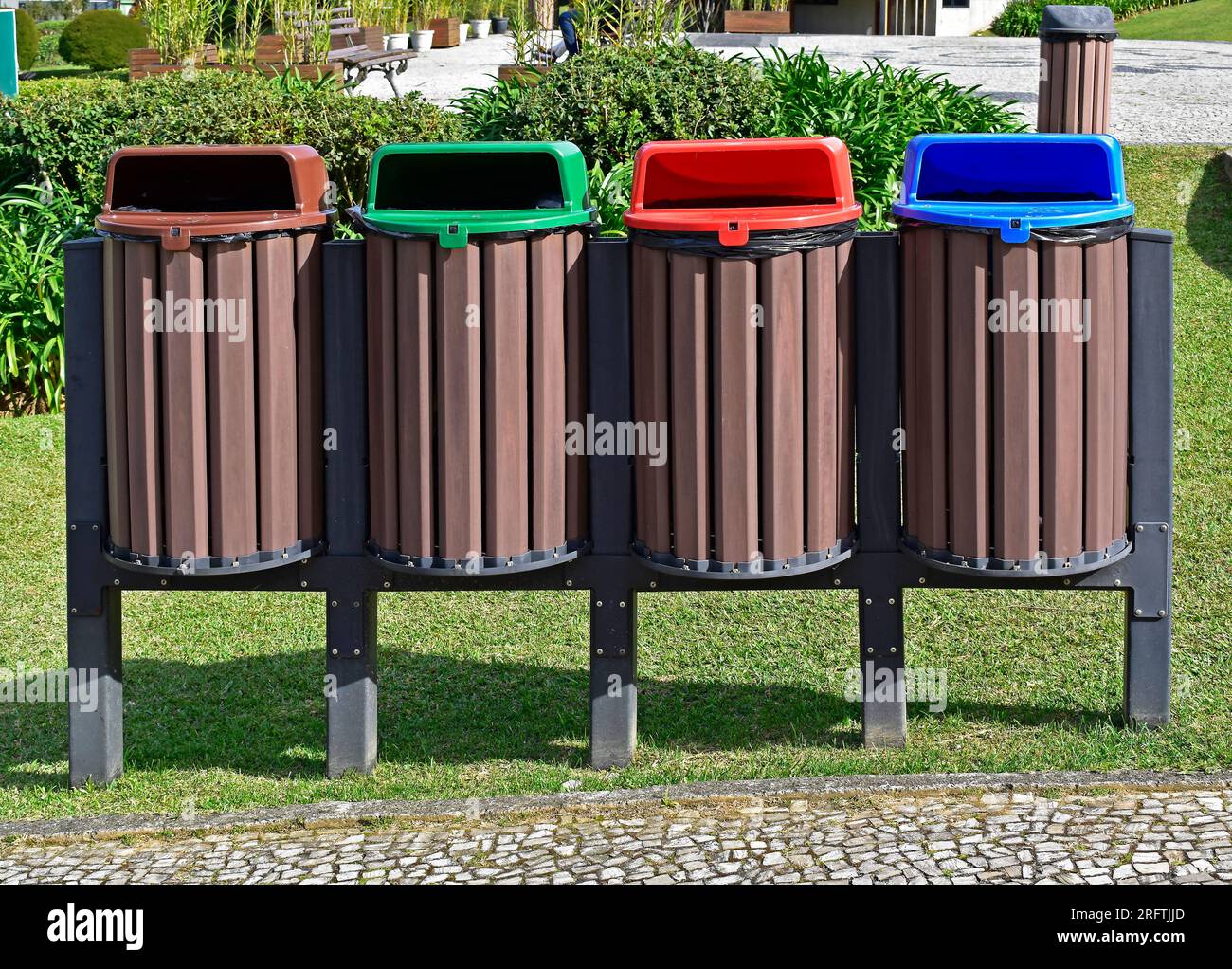 Four trash can recycle: Organic, Glass, Plastic and Paper, Petropolis ...