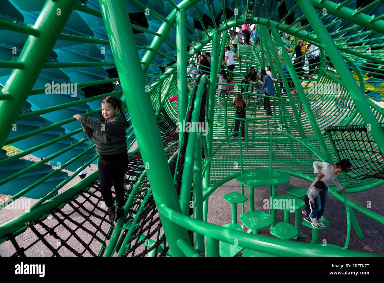 Visitors play in the newly-inaugurated jungle gym dubbed ,"The Yaguarón ...