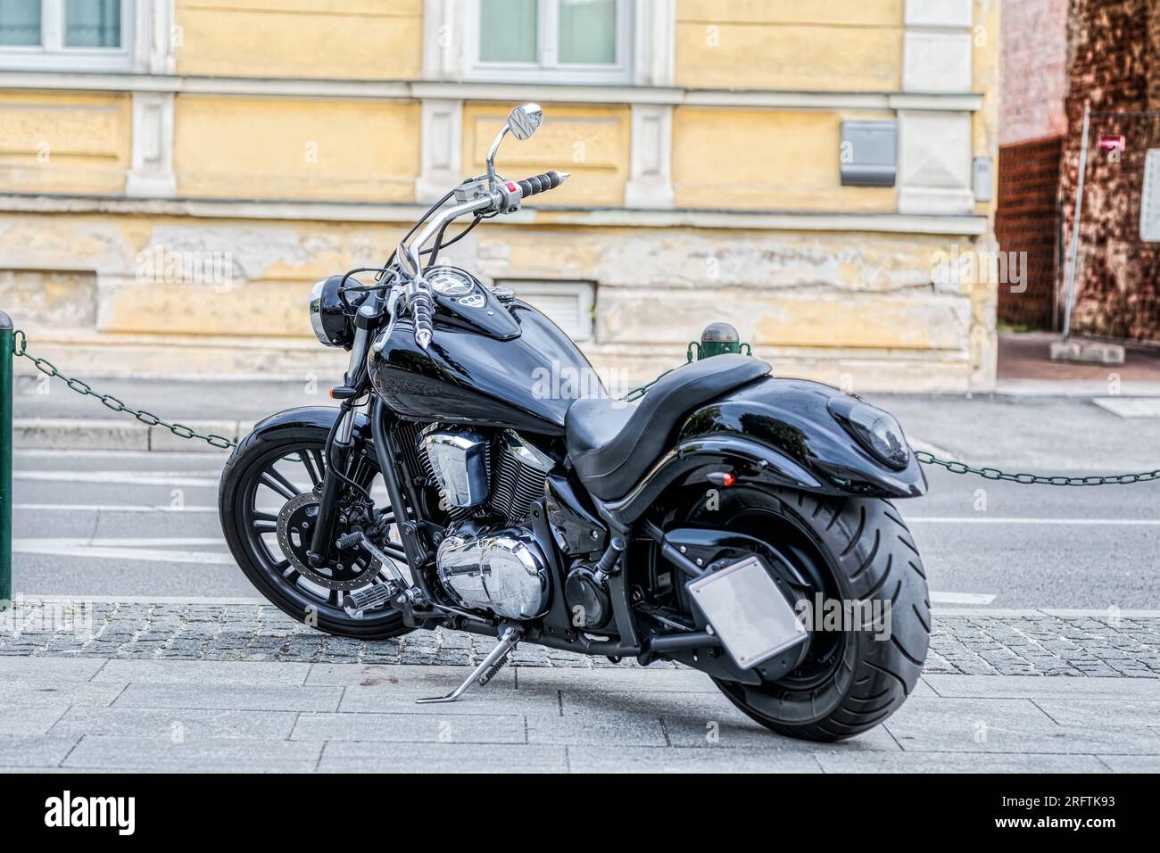 Pristine New Black Motorcycle Parked Stock Photo - Alamy