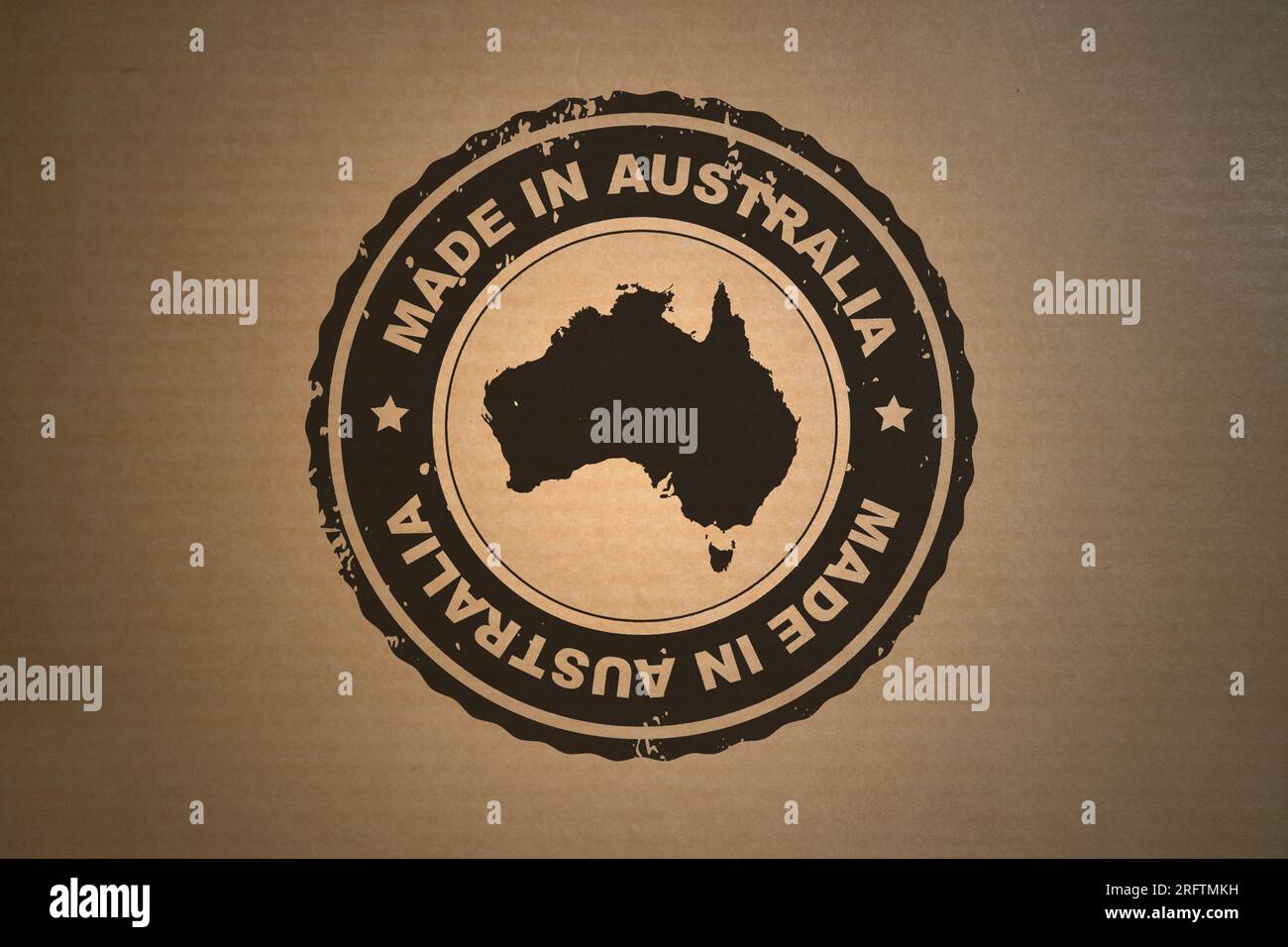 Brown paper with in its middle a retro style stamp Made in Australia ...