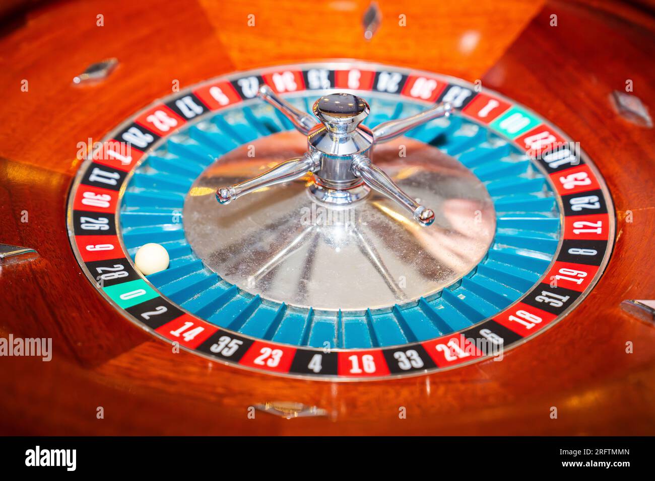 Roulette Wheel ball on number 28 Stock Photo - Alamy
