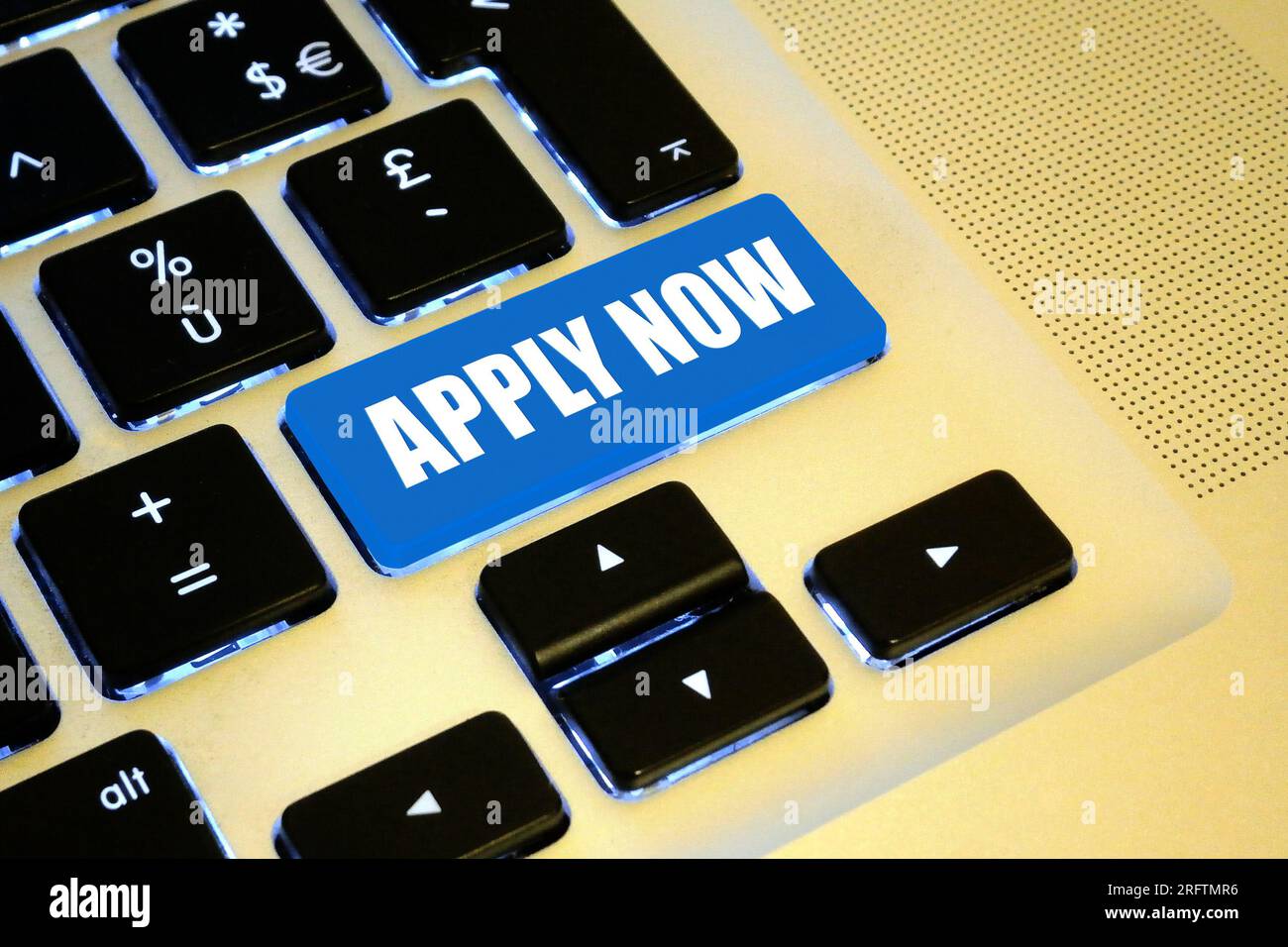 Blue computer key with "Apply now" written in white in the middle Stock ...