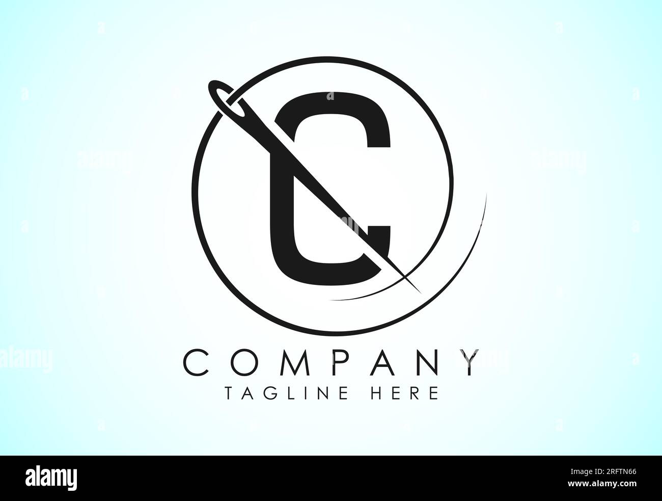 English alphabet with sewing needle and thread Icon. Tailoring logo ...