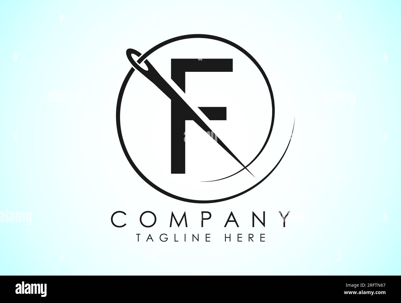 English alphabet with sewing needle and thread Icon. Tailoring logo ...