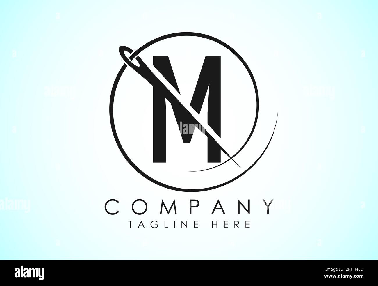 English alphabet with sewing needle and thread Icon. Tailoring logo ...