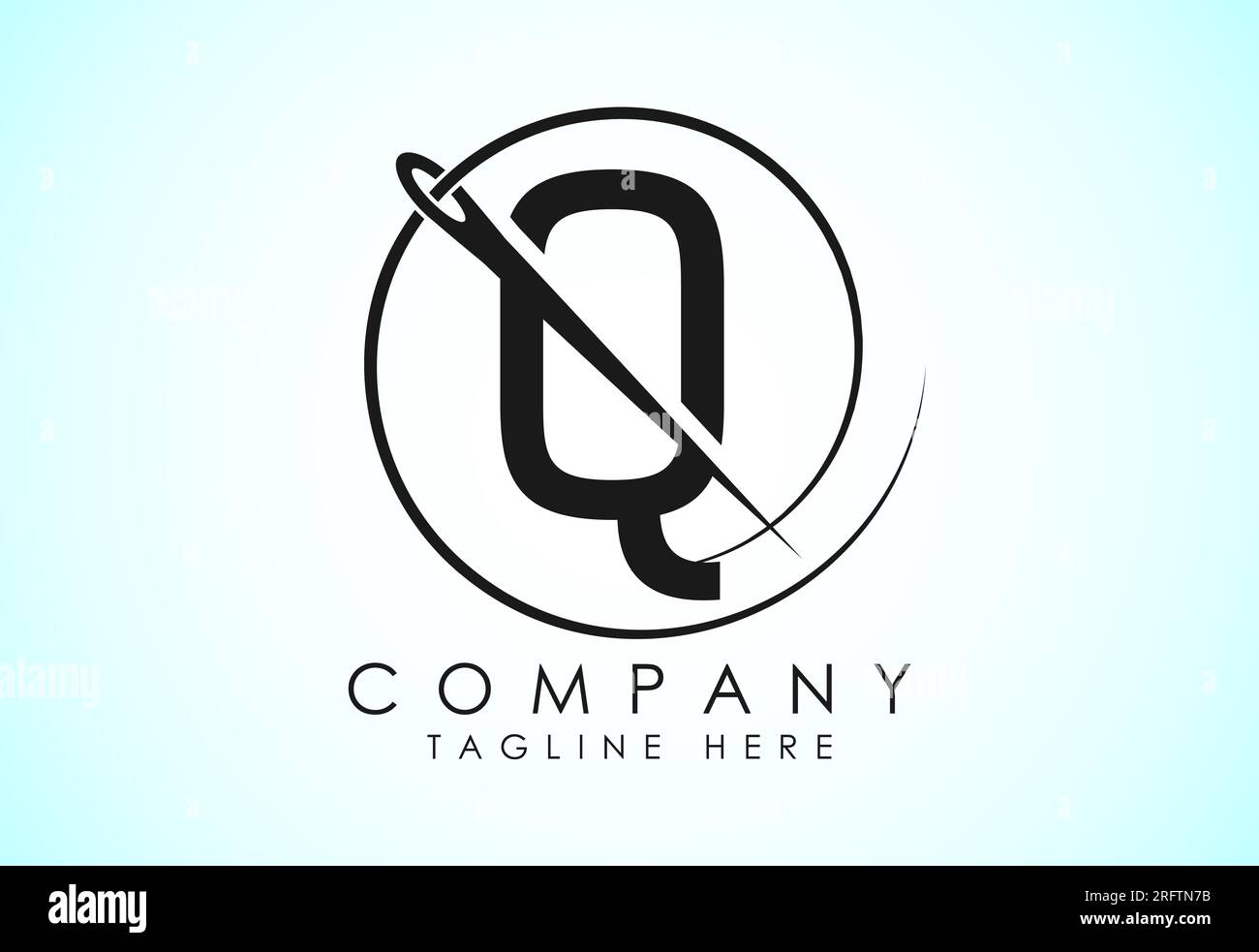 English alphabet with sewing needle and thread Icon. Tailoring logo ...