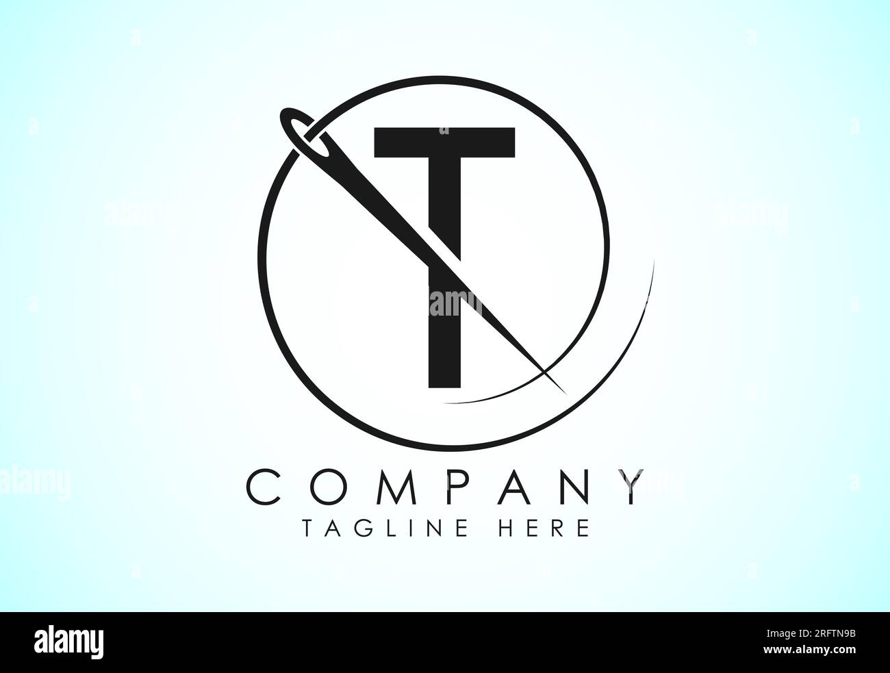 English alphabet with sewing needle and thread Icon. Tailoring logo ...