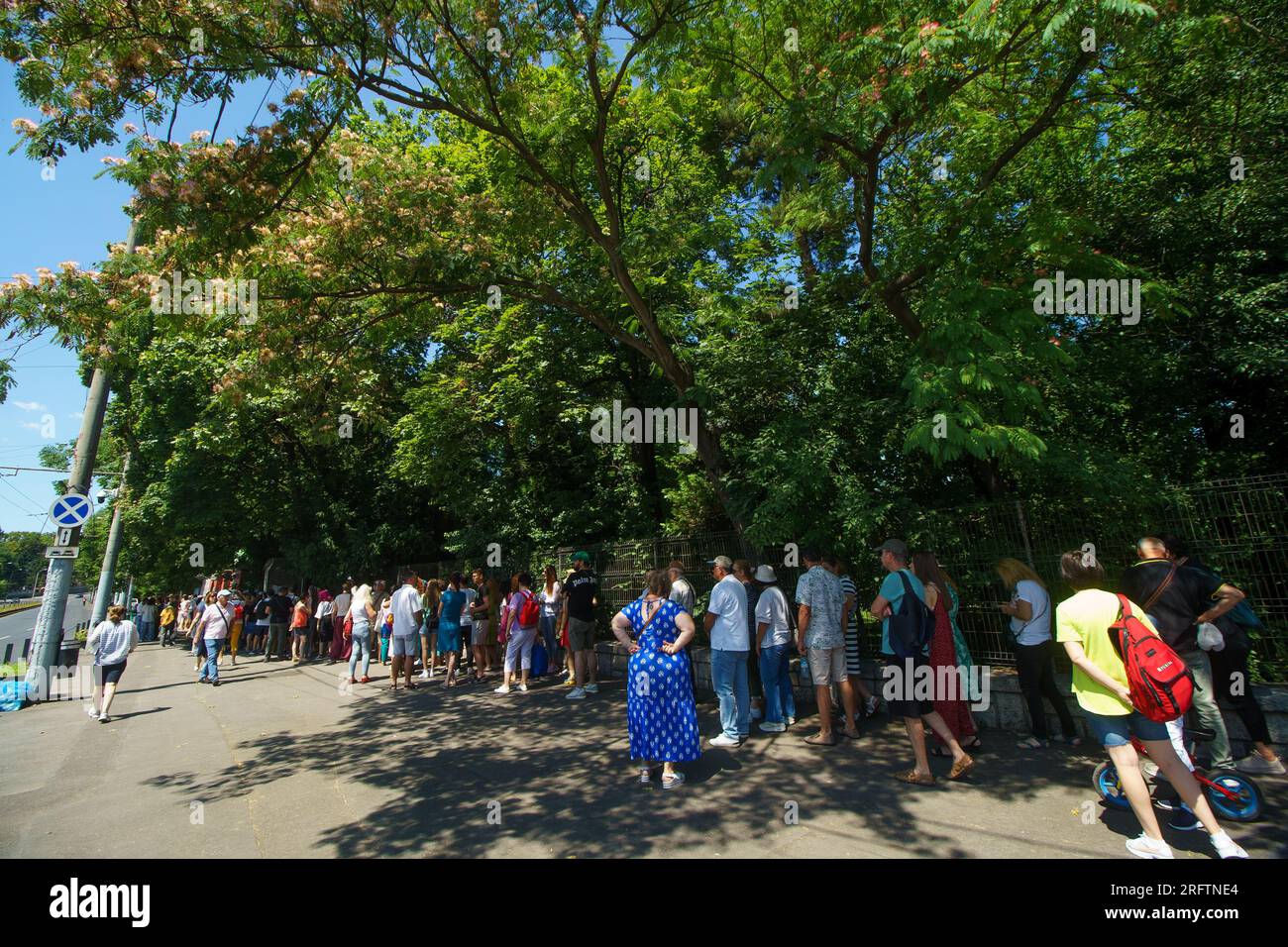 Bucharest, Romania - July 09, 2023: People queuing to enter the ...