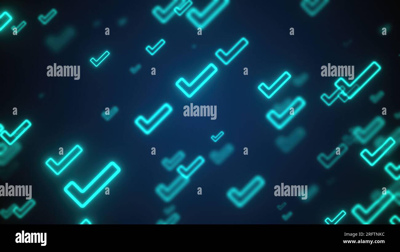 Glowing Tick symbols. Computer generated 3d render Stock Photo - Alamy