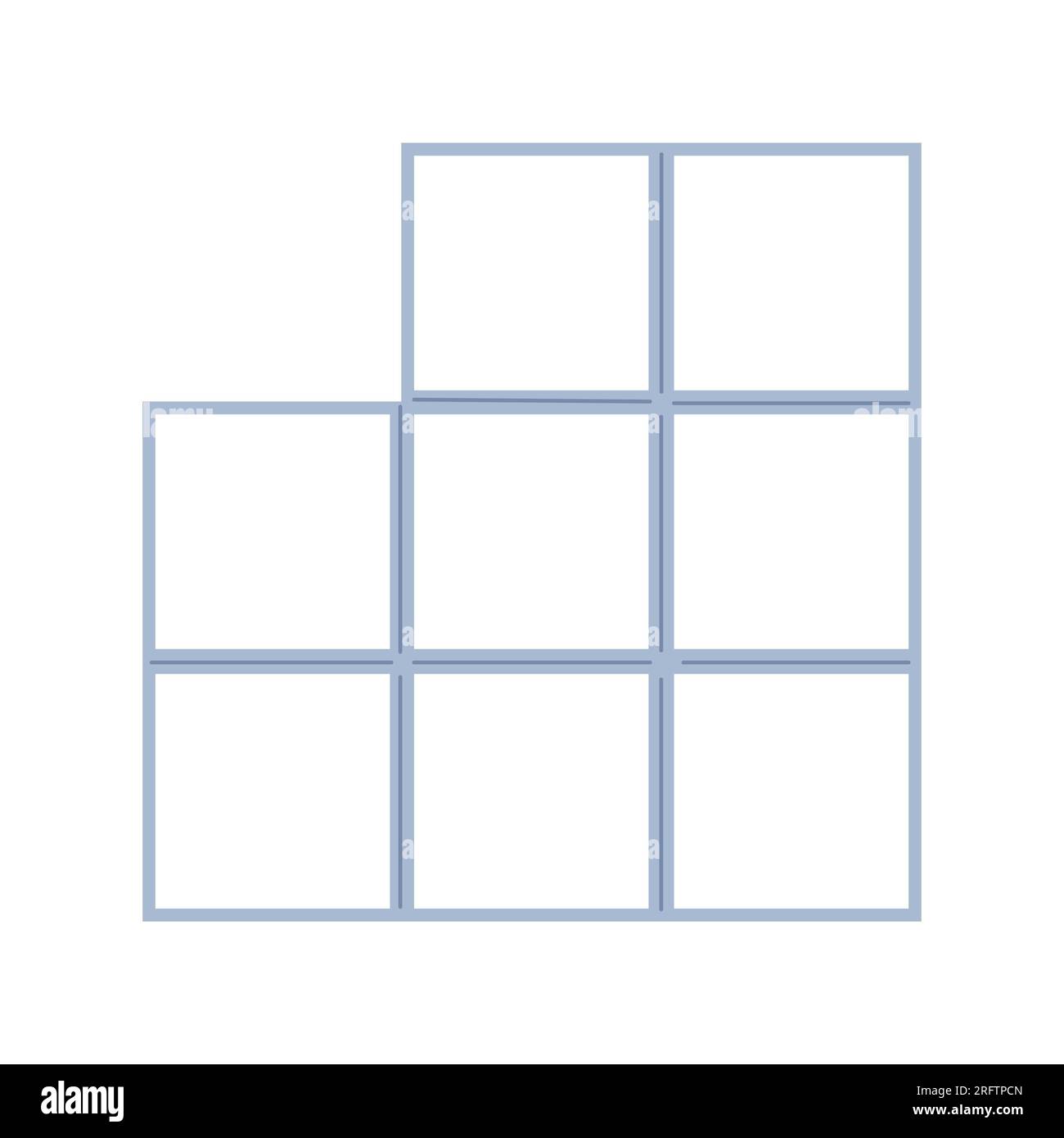 Storage furniture set in the living room. Blue shelving made of square ...