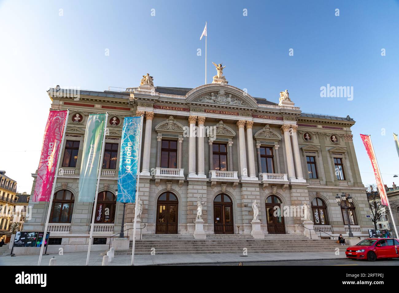Geneva, Switzerland - 25 March 2022: Place Neuve is one of the main ...
