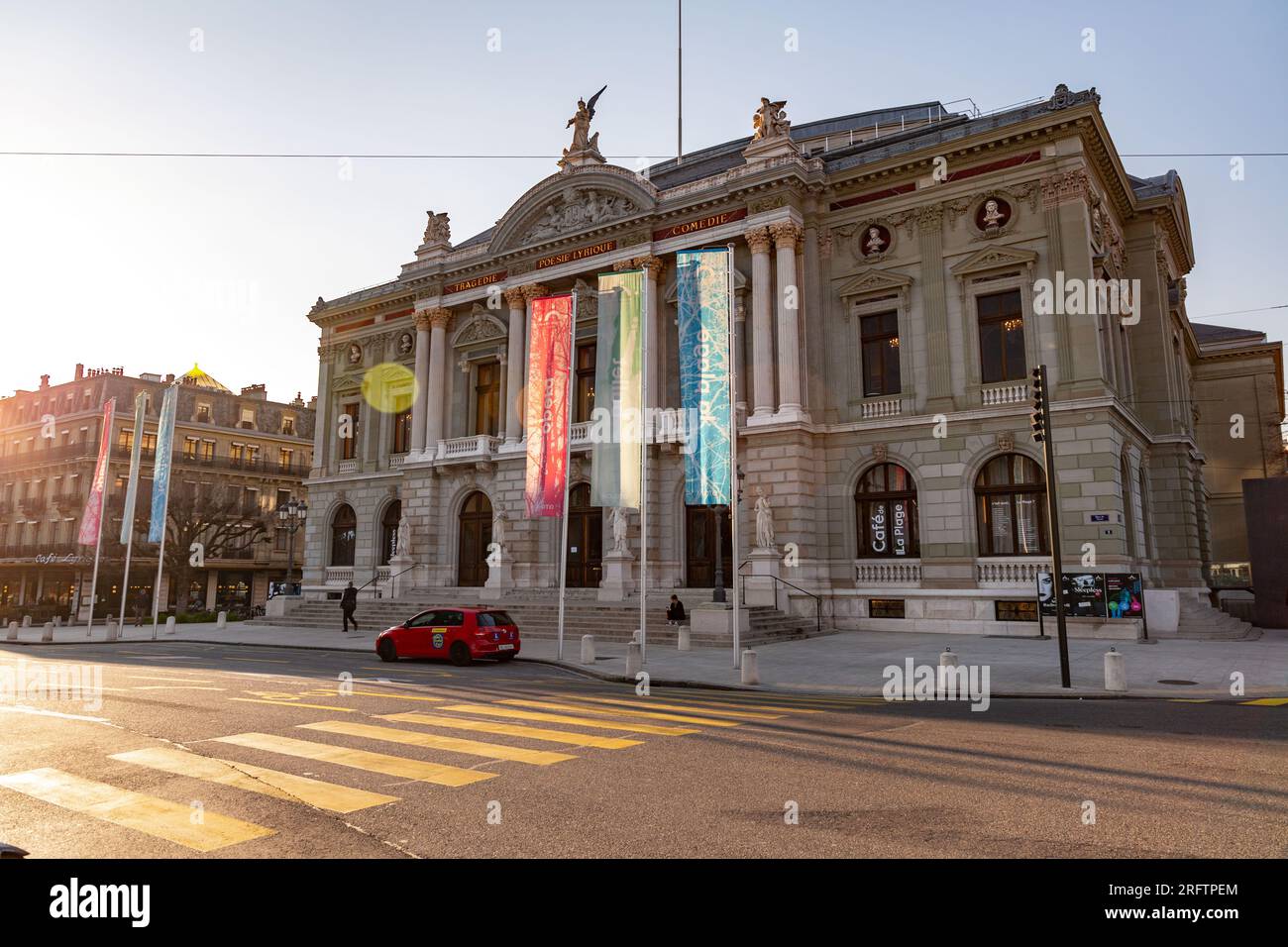 Geneva, Switzerland - 25 March 2022: Place Neuve is one of the main ...