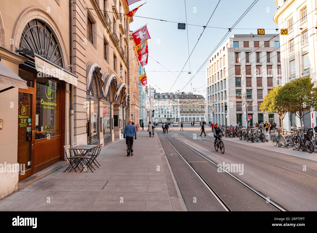 Geneva, Switzerland - MAR 24, 2022: Generic architecture and street ...