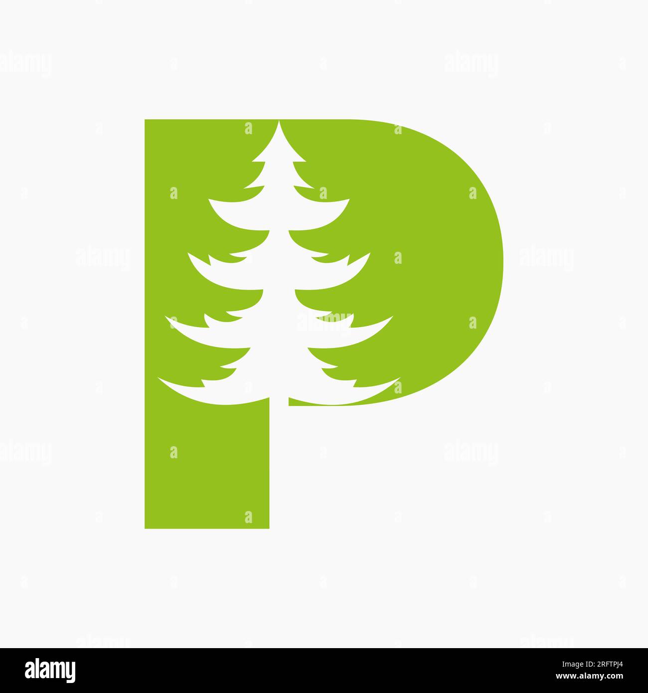 Letter P Christmas Tree Logo Design. Spruce Logo Symbol Stock Vector ...