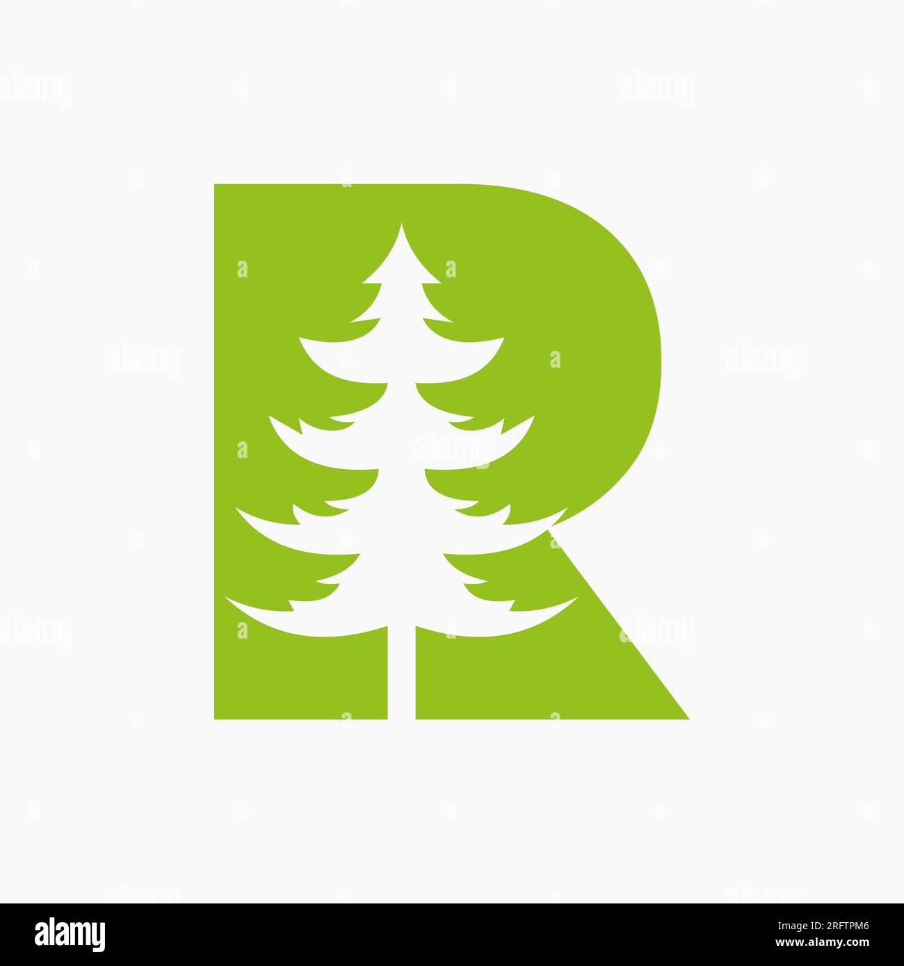 Letter R Christmas Tree Logo Design. Spruce Logo Symbol Stock Vector ...