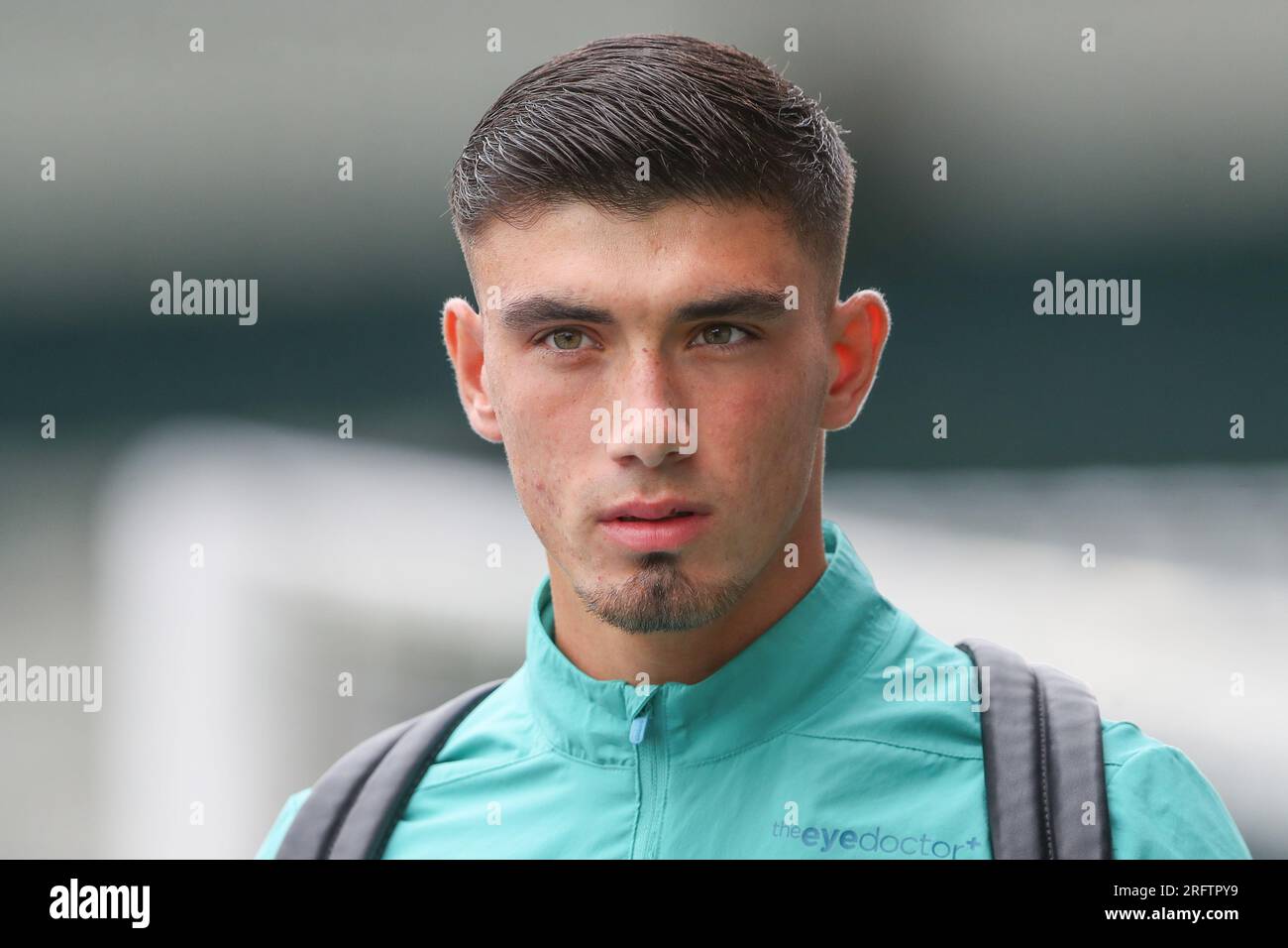 Kian Harratt #22 of Huddersfield Town arrives ahead of the Sky Bet ...