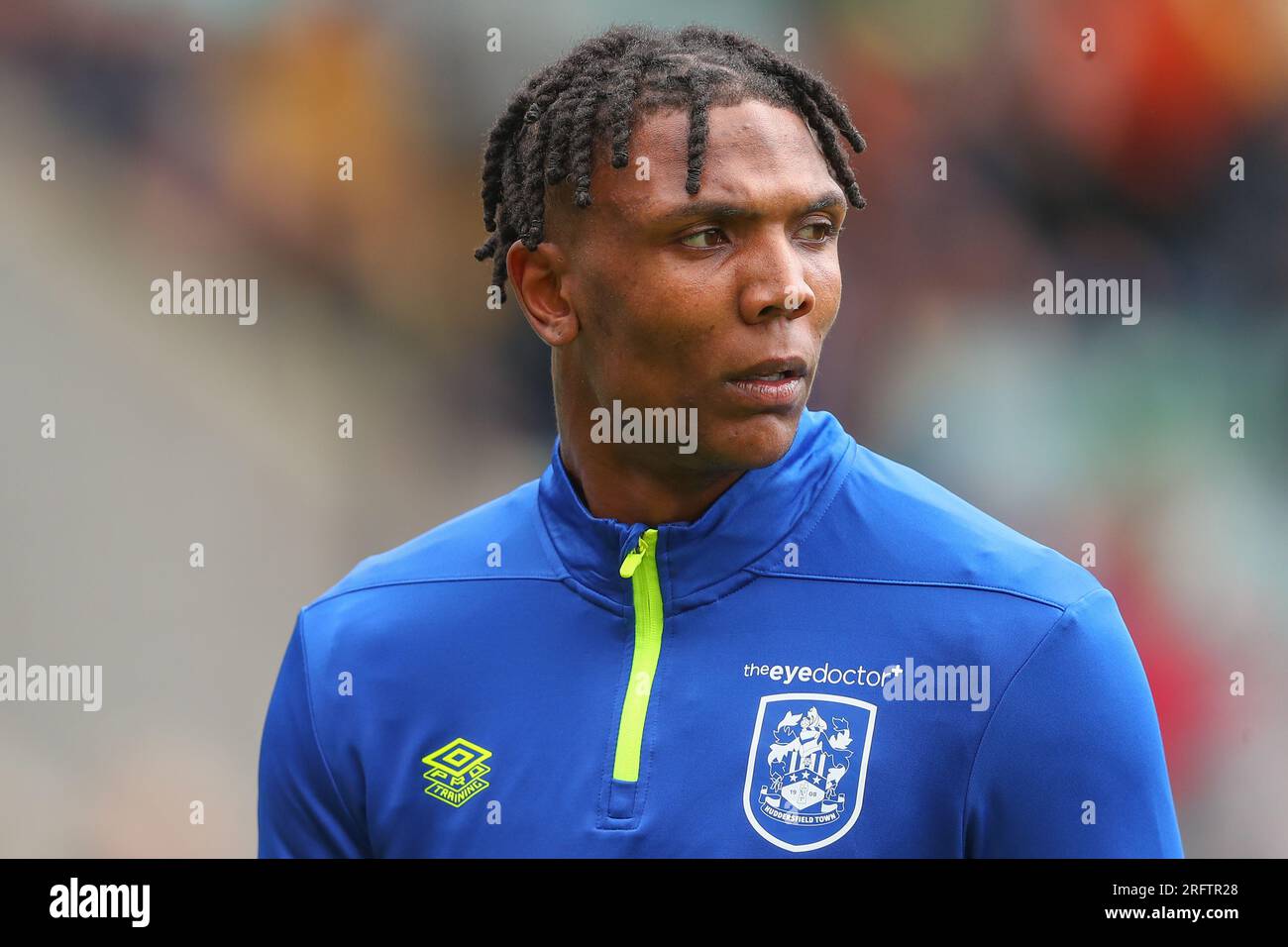 Kyle Hudlin #27 of Huddersfield Town during the pre-game warm up ahead ...