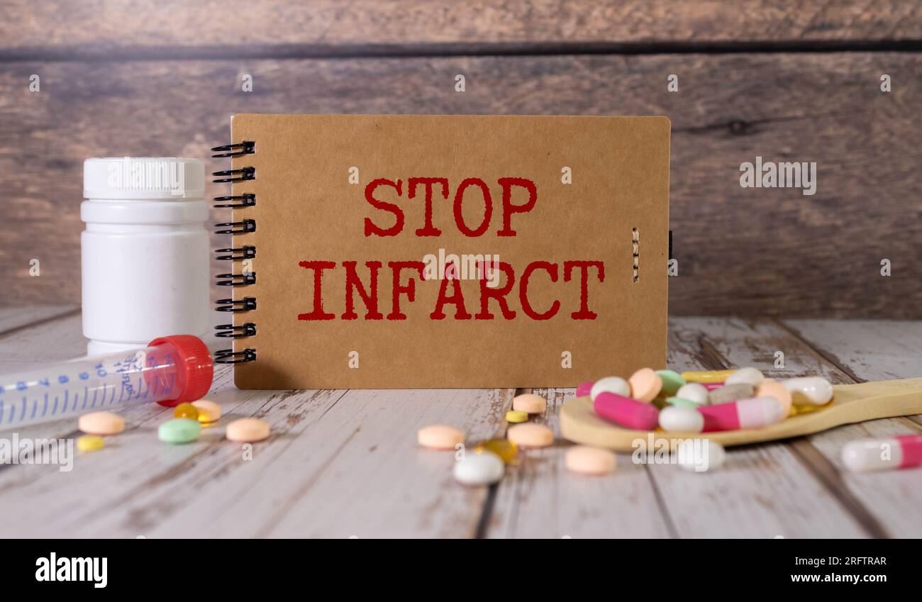 Stop infarct. Vaccine to treat disease. Syringe and vaccine with drugs ...