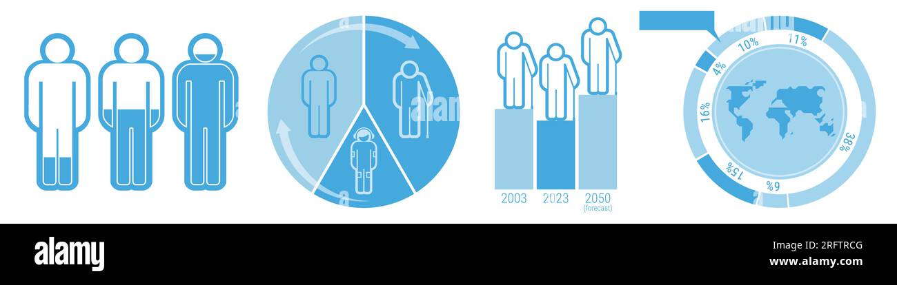 Charts and diagrams. Vintage people infographics. Flat vector ...