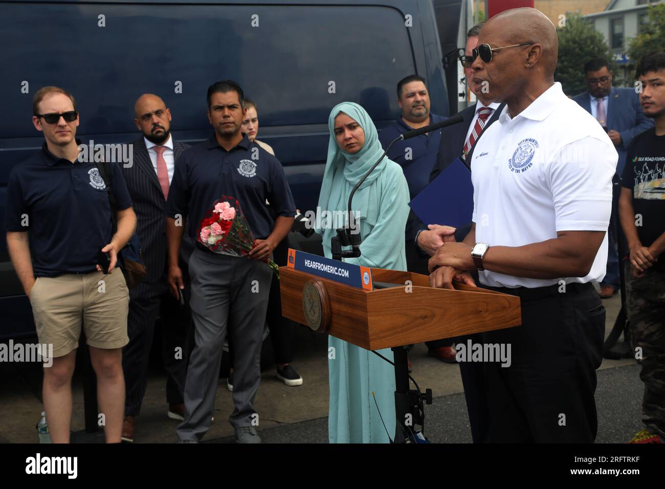 BROOKLYN, NY - AUGUST 5: Mayor Eric Adams gives remarks expressing the ...