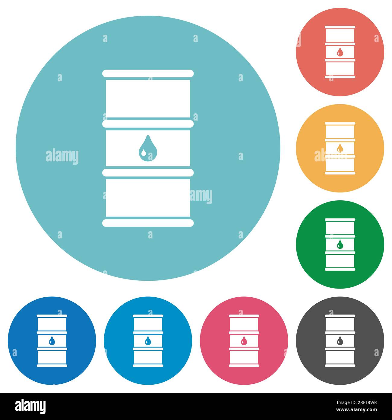 Oil barrel flat white icons on round color backgrounds Stock Vector ...
