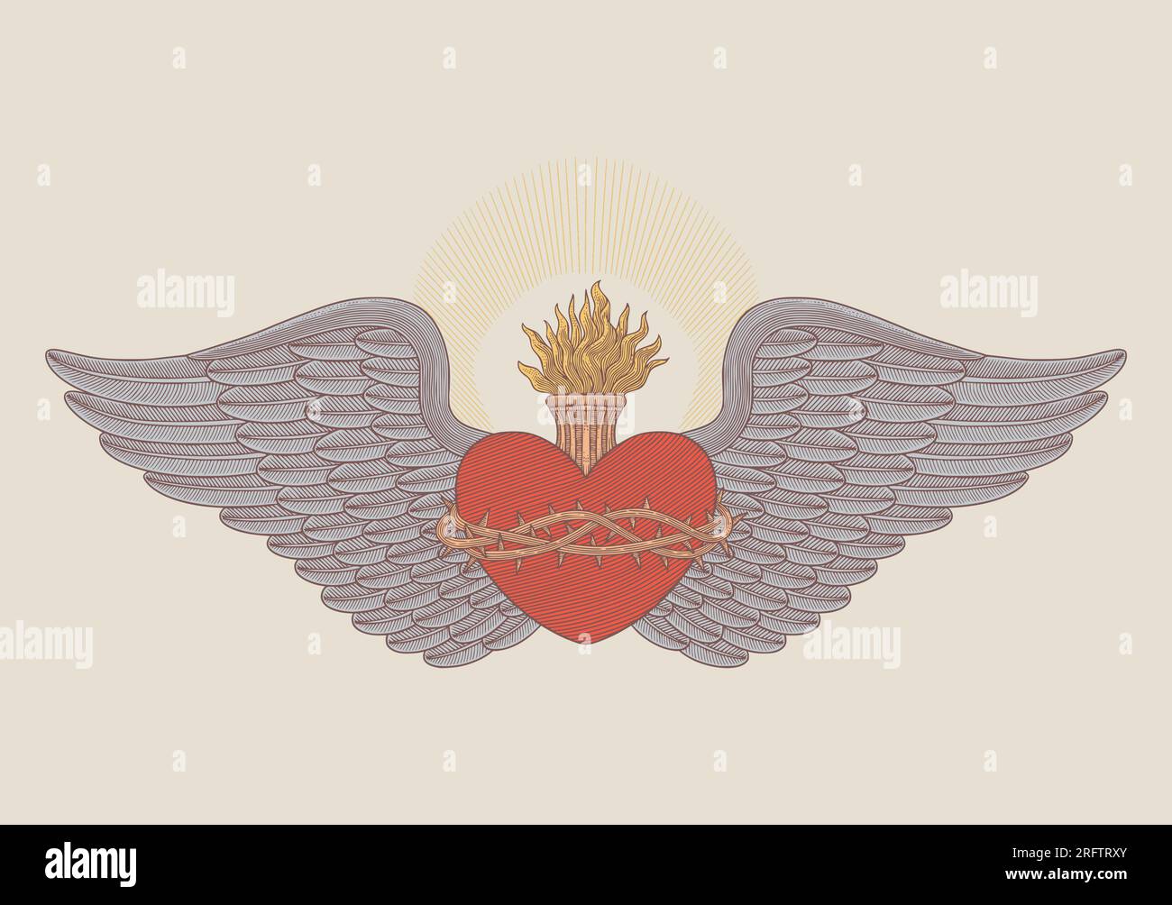 Sacred Heart of Jesus with wings and thorn, Easter . symbol of ...