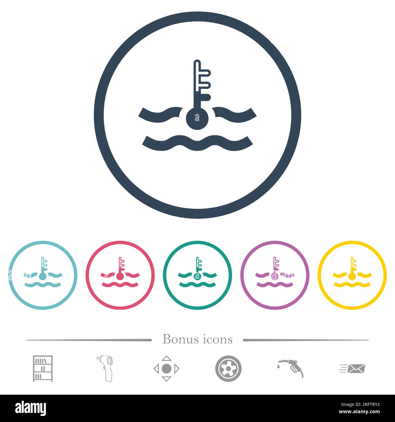 Normal temperature engine coolant flat color icons in round outlines. 6 ...
