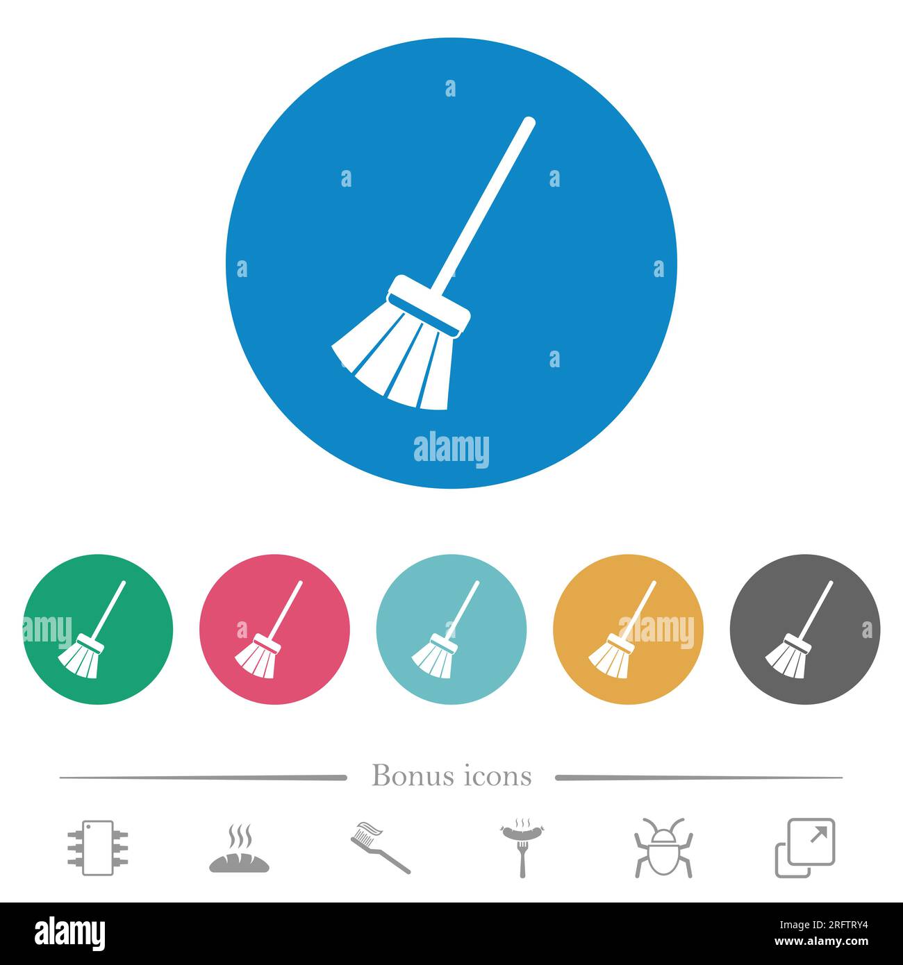 Old broom flat white icons on round color backgrounds. 6 bonus icons included Stock Vector Image ...