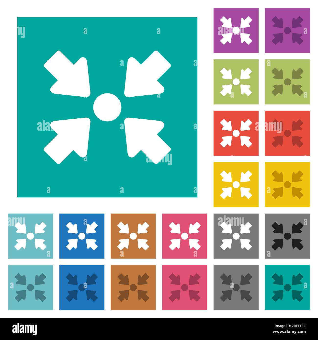 Centering object solid multi colored flat icons on plain square ...