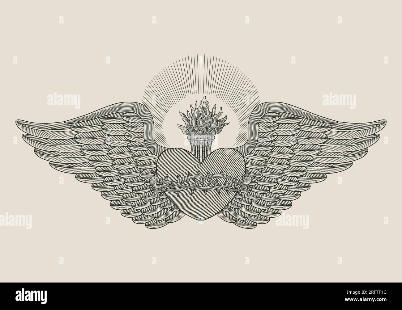 Sacred Heart of Jesus with wings and thorn, Easter . symbol of ...