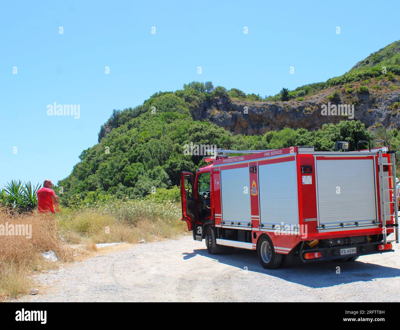 Greek Firefighter looking for new wildfires from mountain top in ...