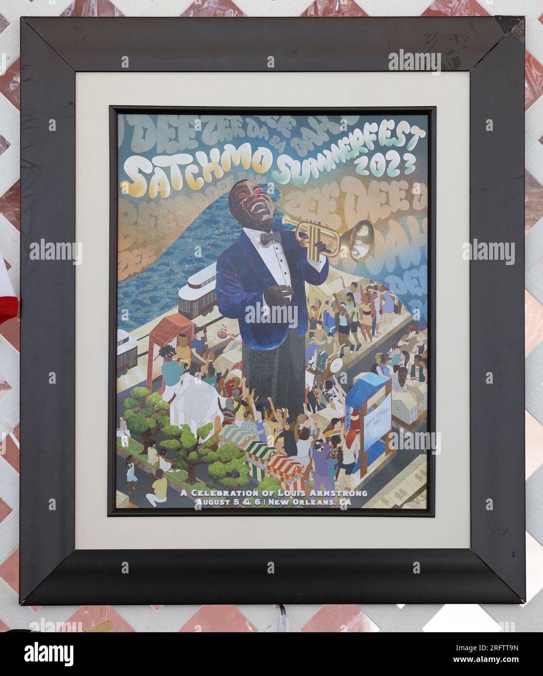 New Orleans, USA. 05th Aug, 2023. A poster featuring Louis Armstrong ...