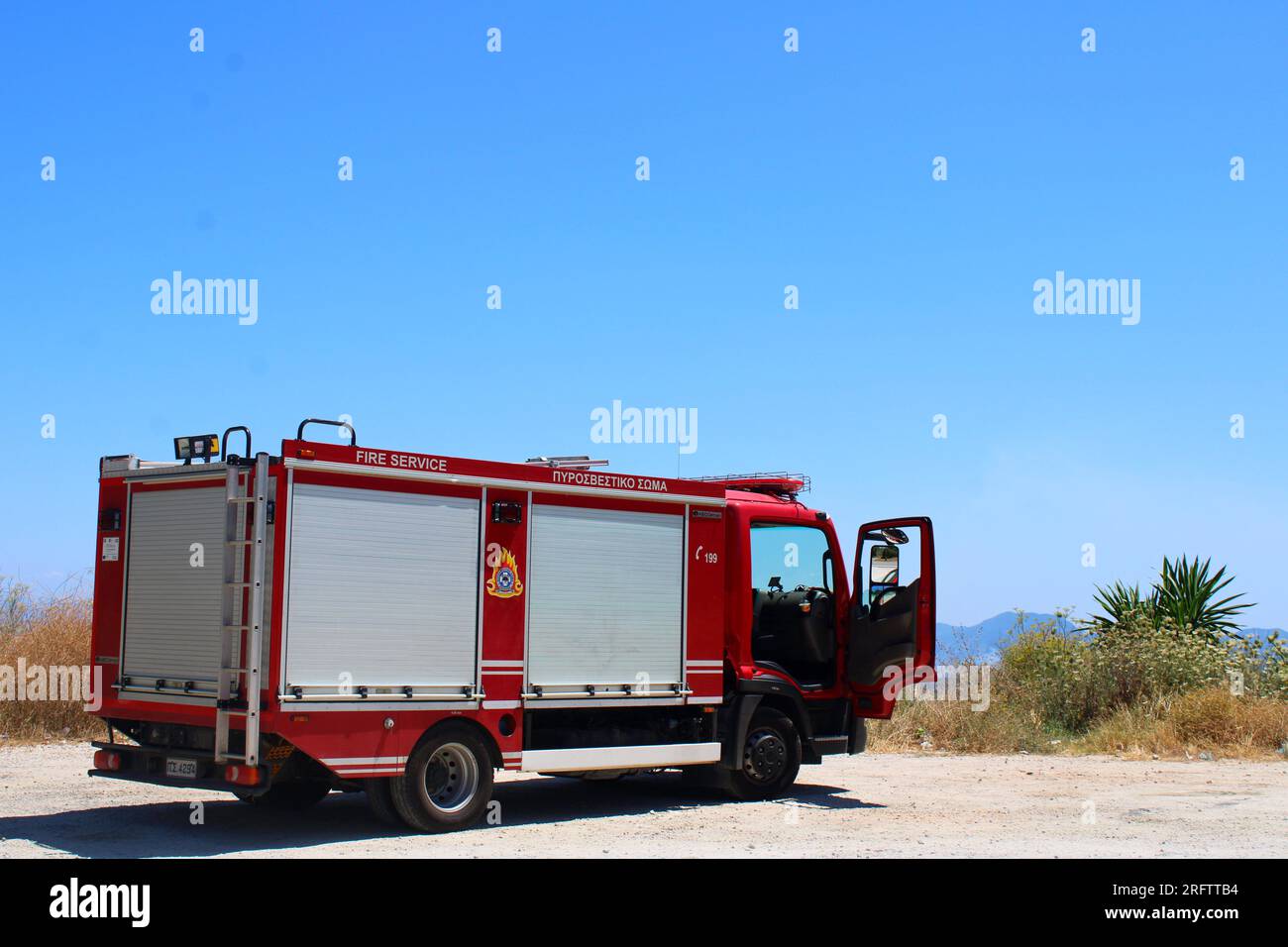 Greek Firefighters looking for new wildfires from mountain top in ...