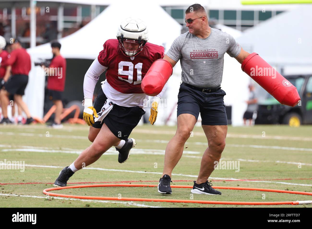 Washington Commanders DT John Ridgeway (91) during drills with ...