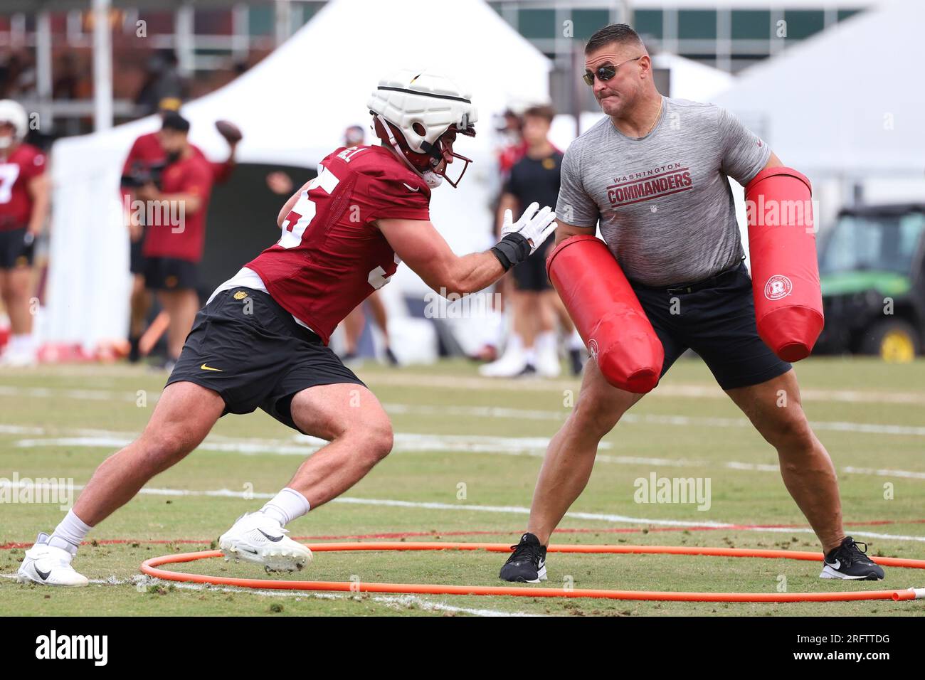 Washington Commanders DE Casey Toohill (95) during drills with ...