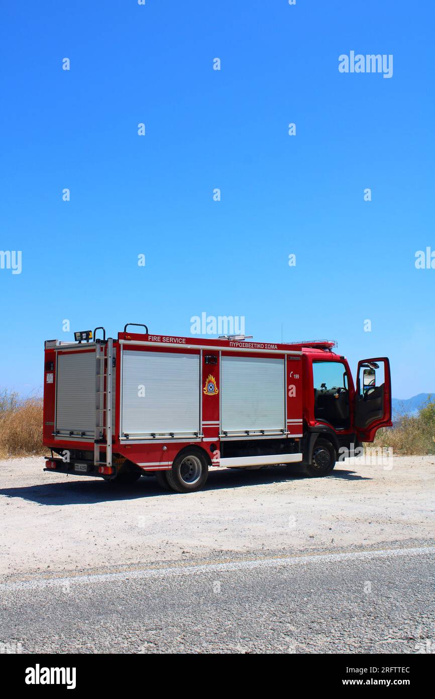 Greek Firefighters looking for new wildfires from mountain top in ...