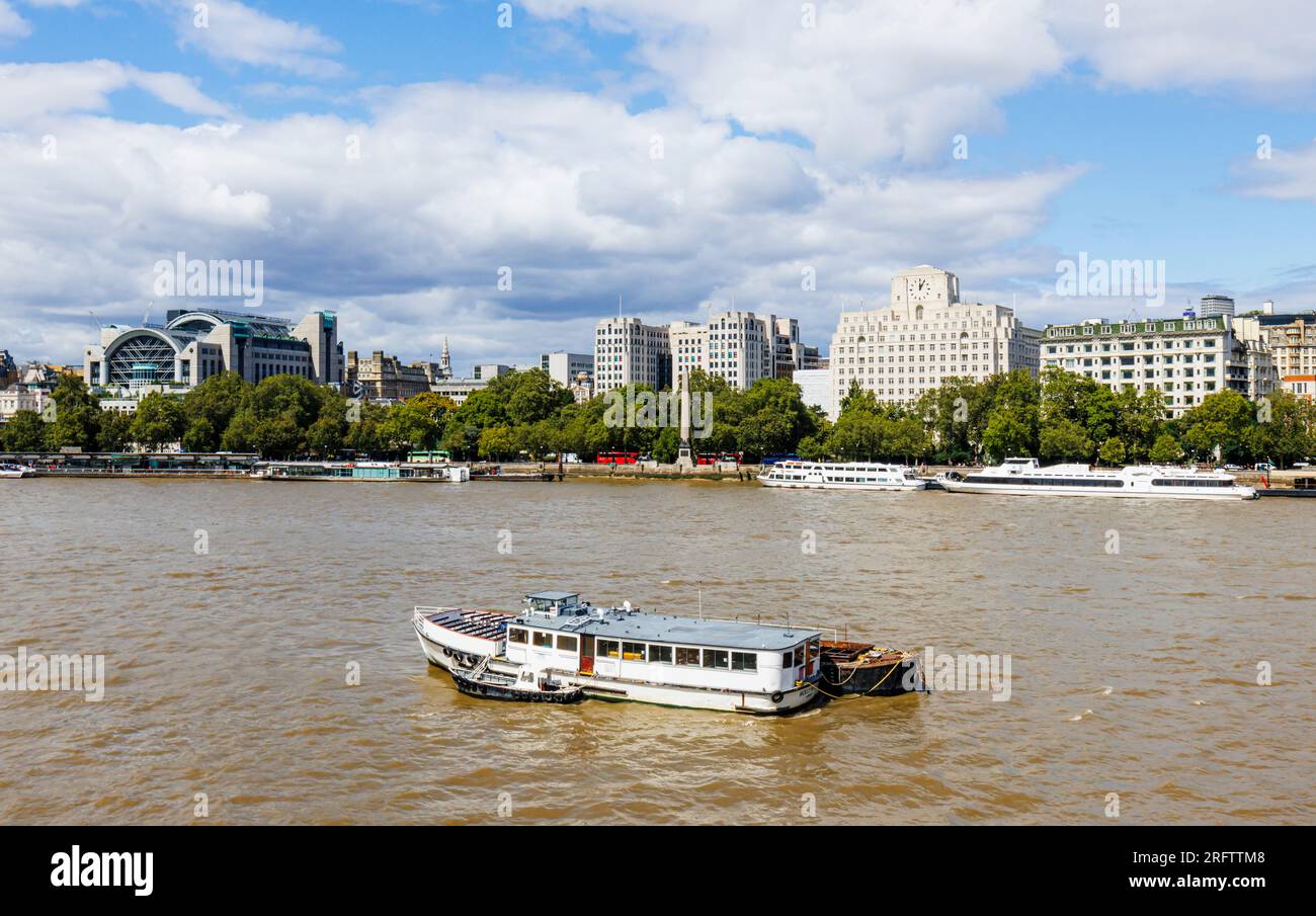 View from Charing Cross Station along Victoria Embankment to Shell Mex ...