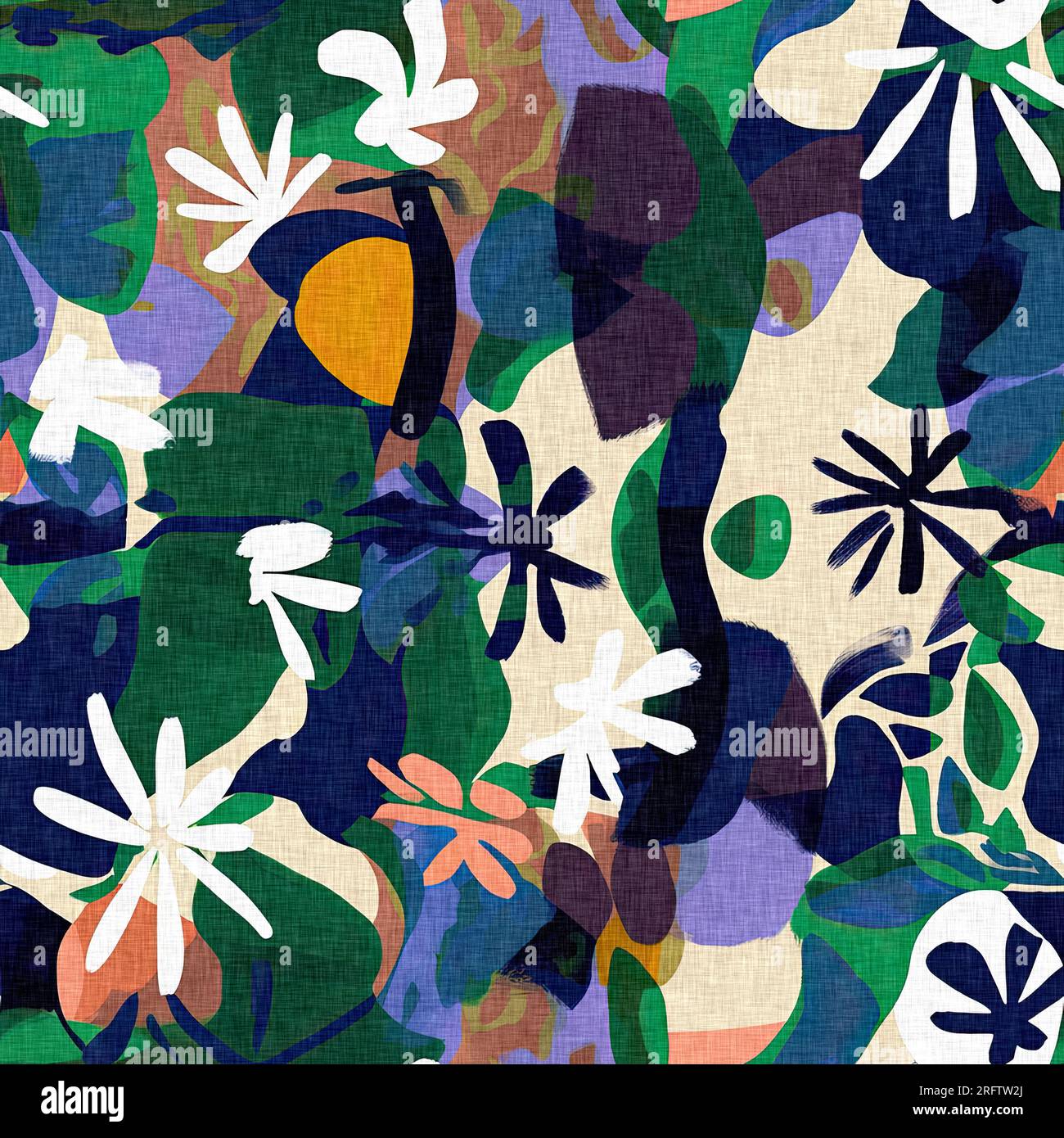 Modern naive collage paper cut out shapes pattern with fabric effect ...