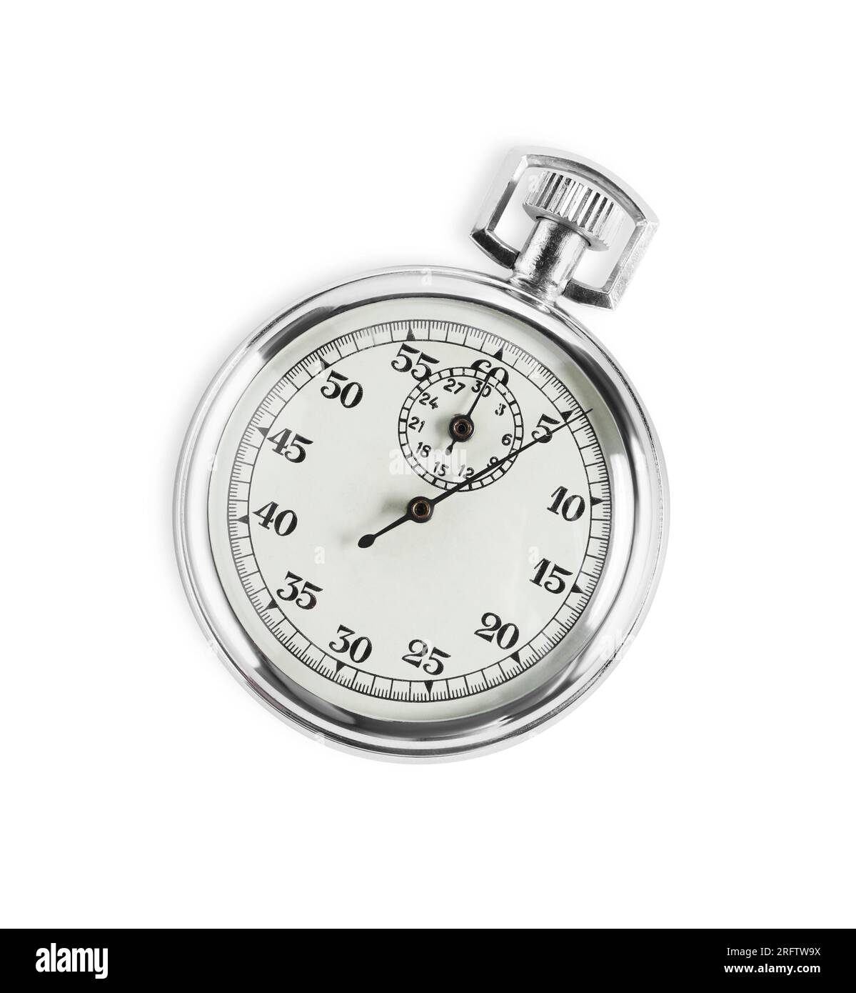 Vintage timer isolated on white, top view. Measuring tool Stock Photo ...
