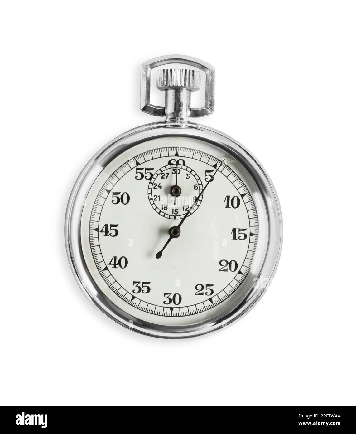 Vintage timer isolated on white, top view. Measuring tool Stock Photo ...