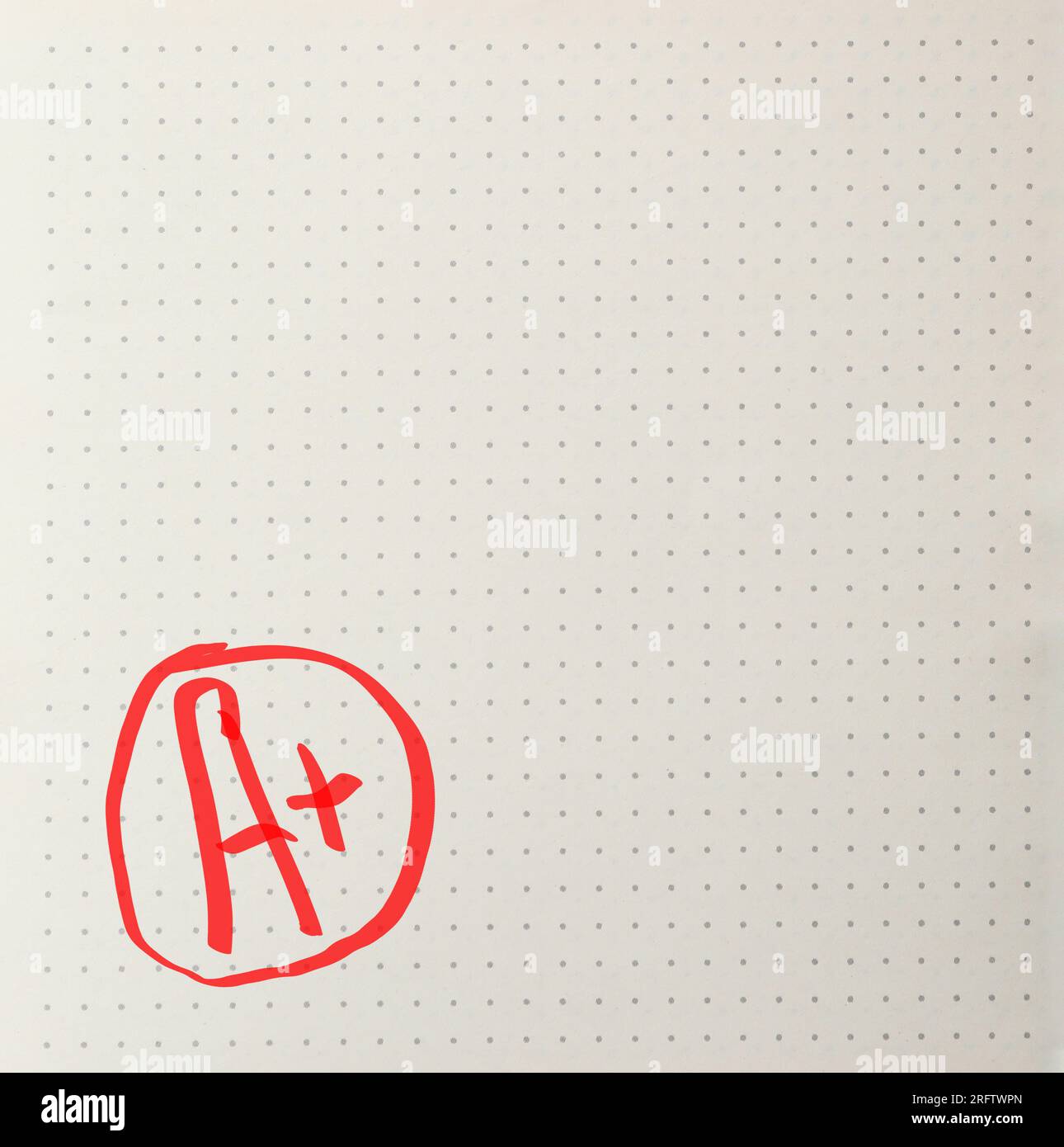 School grade. Red letter A with plus symbol on notebook paper Stock ...