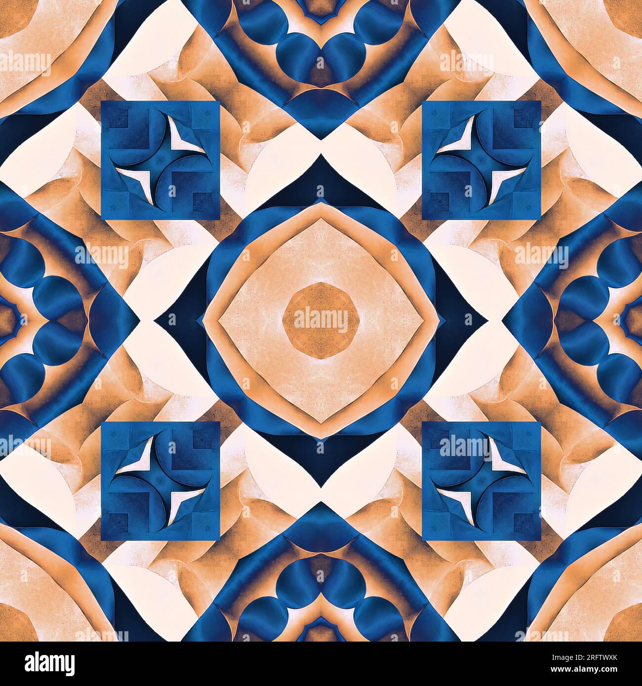 Indigo Blue white watercolor batik blur azulejos tile background ...